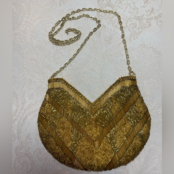 Walborg | Bags | Vintage Walborg Gold Beaded Evening Bag Made Hong Kong ...